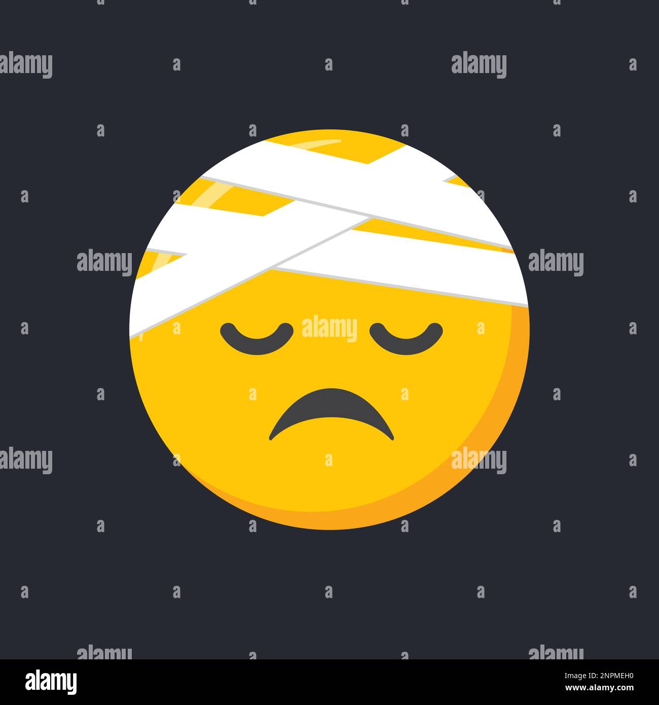 Emoji icon. Hurt injured face emoticon, vector illustration Stock ...
