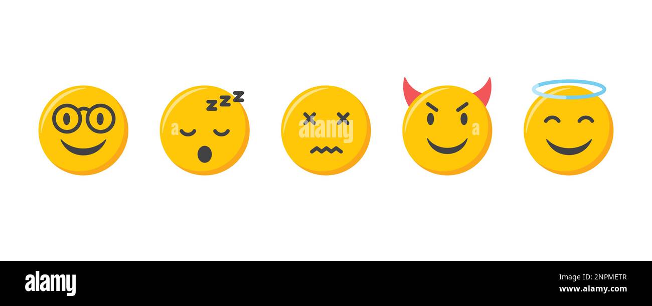Emoji icons set. Emoticons collection vector illustration Stock Vector ...