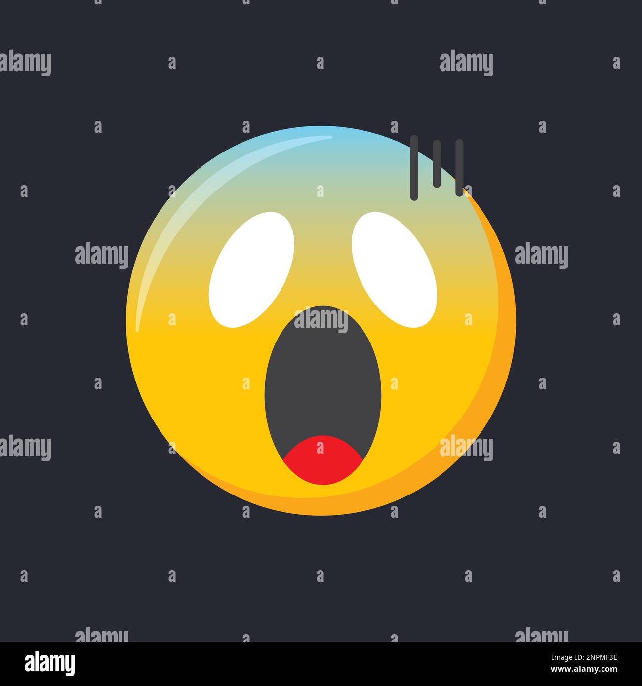 Emoji icon. Shocked face, scared emoticon vector illustration Stock ...