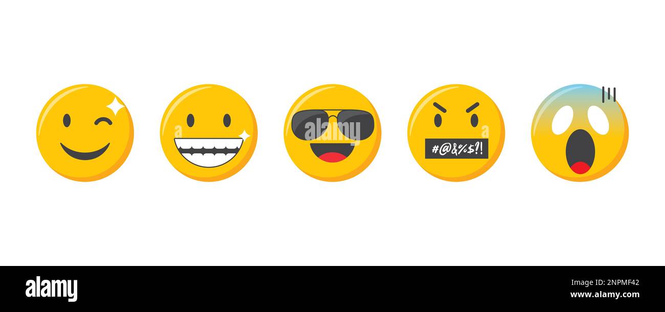 Emoji icons set. Emoticons collection vector illustration Stock Vector ...