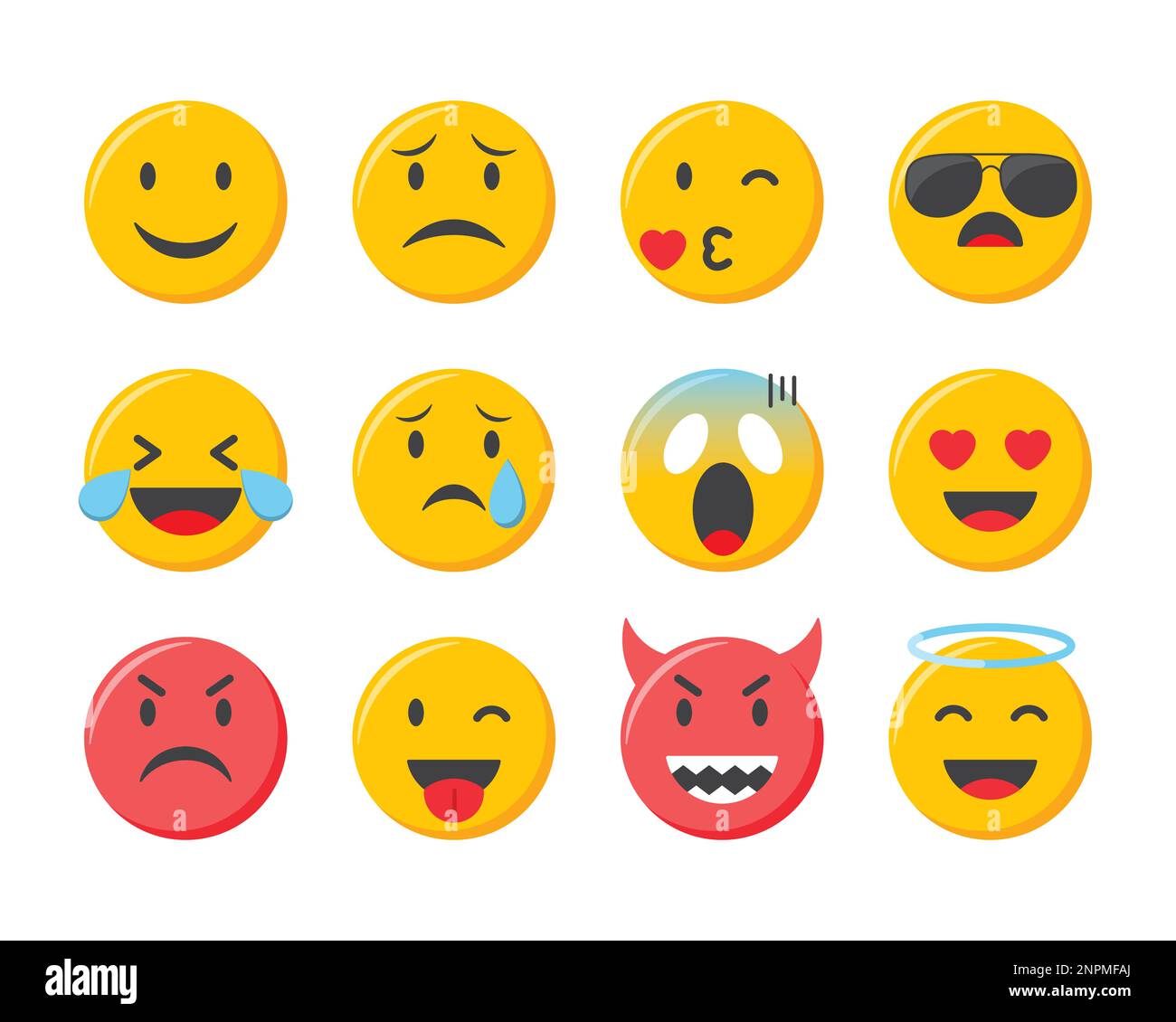 Emoji icons set. Emoticons collection vector illustration Stock Vector ...