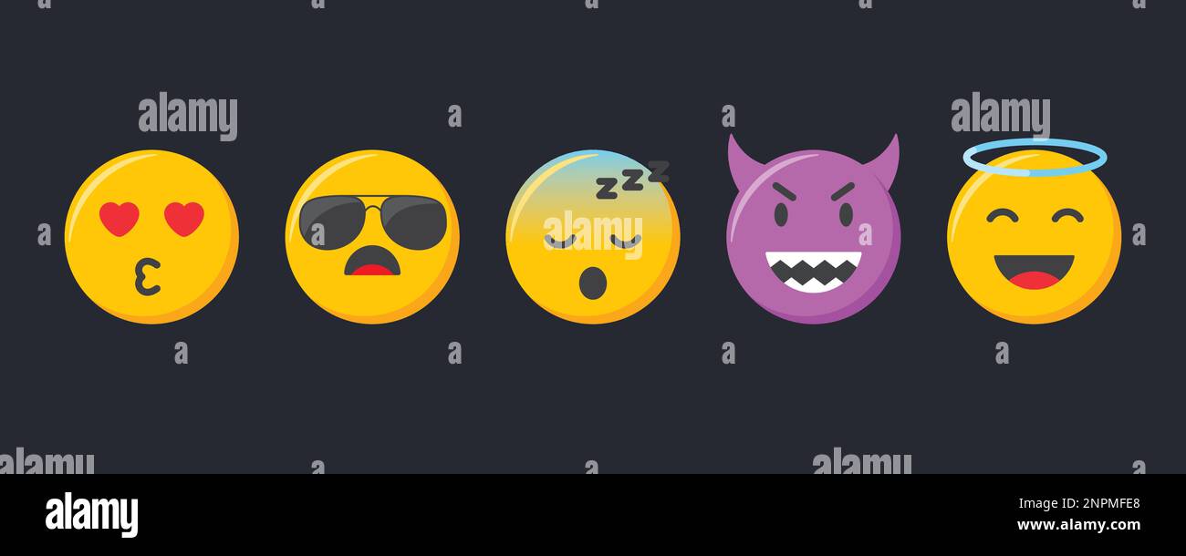 Emoji icons set. Emoticons collection vector illustration Stock Vector ...