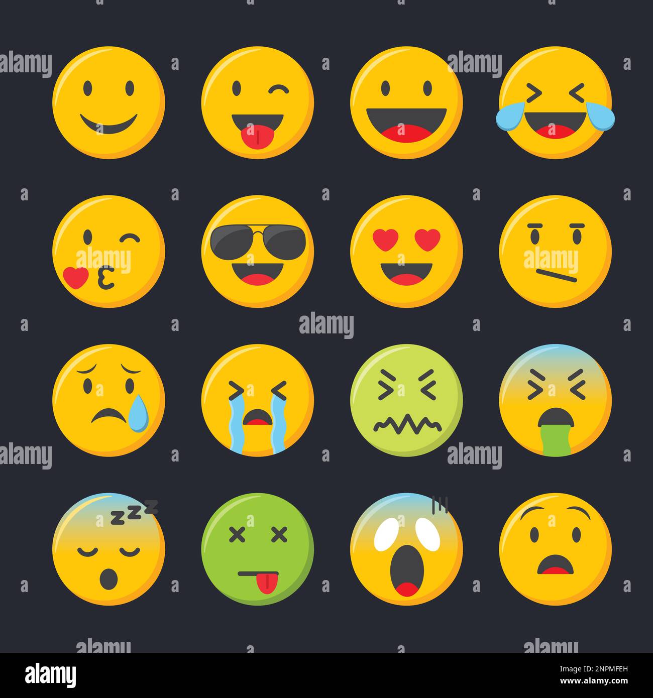 Emoji icons set. Emoticons collection vector illustration Stock Vector ...