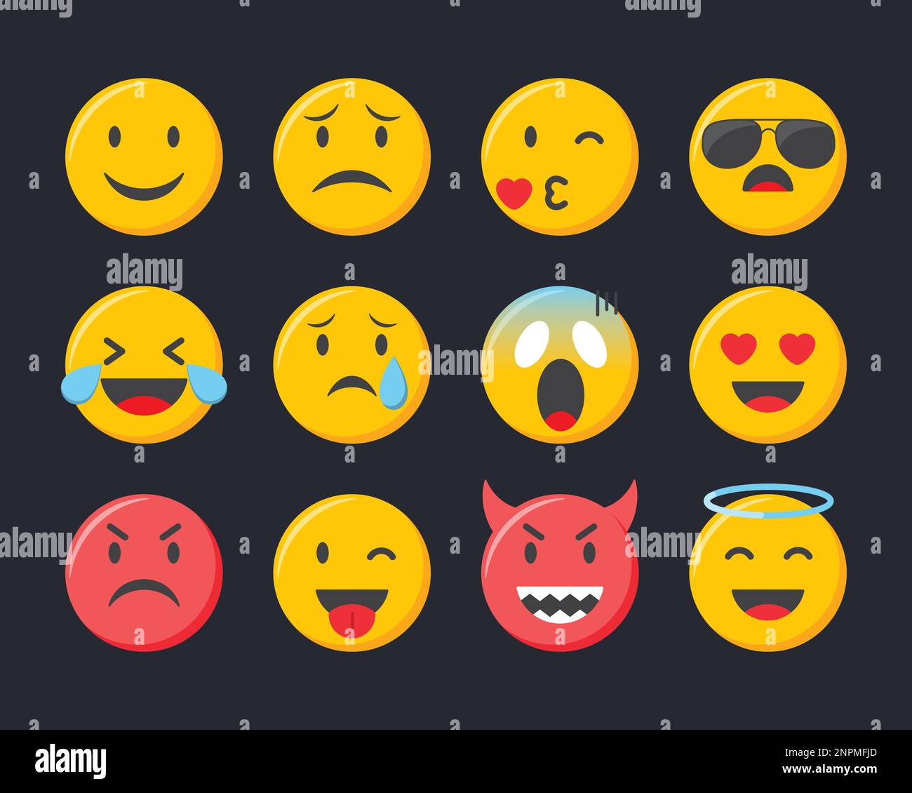 Emoji icons set. Emoticons collection vector illustration Stock Vector ...