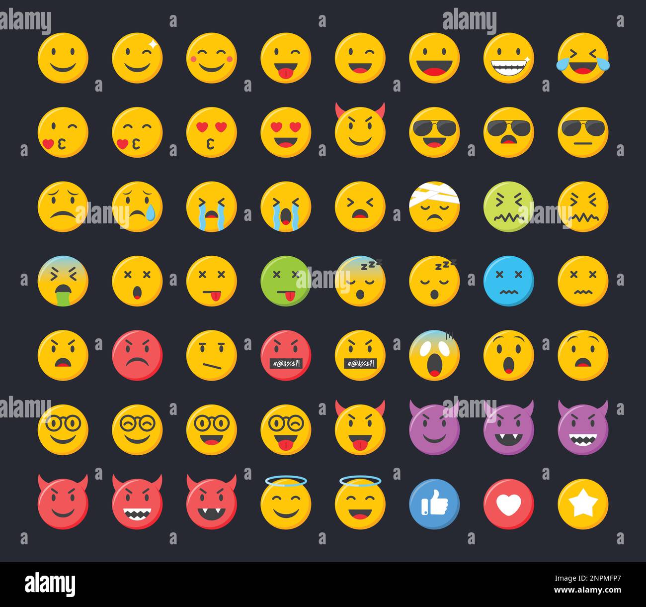 Emoji icons set. Emoticons collection vector illustration Stock Vector ...