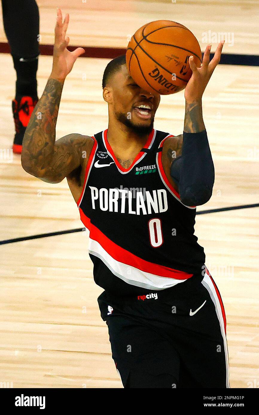 Portland Trail Blazers' Damian Lillard grabs a pass against the Memphis ...