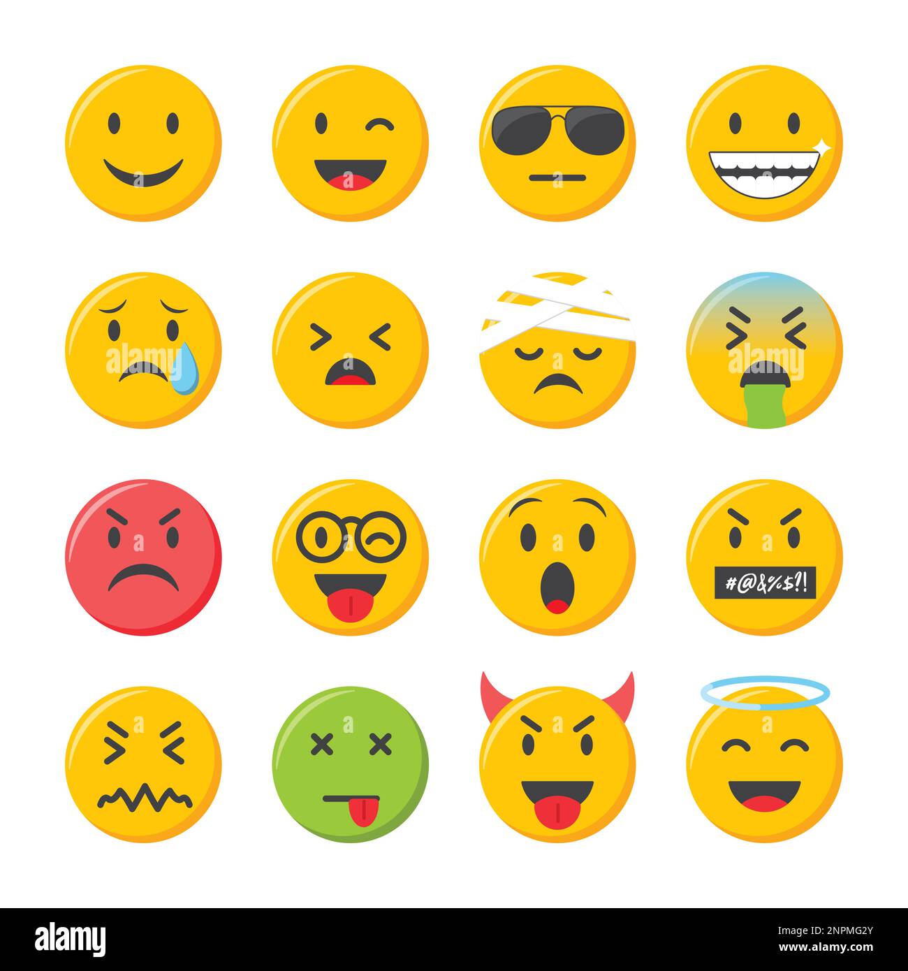 Emoji icons set. Emoticons collection vector illustration Stock Vector ...