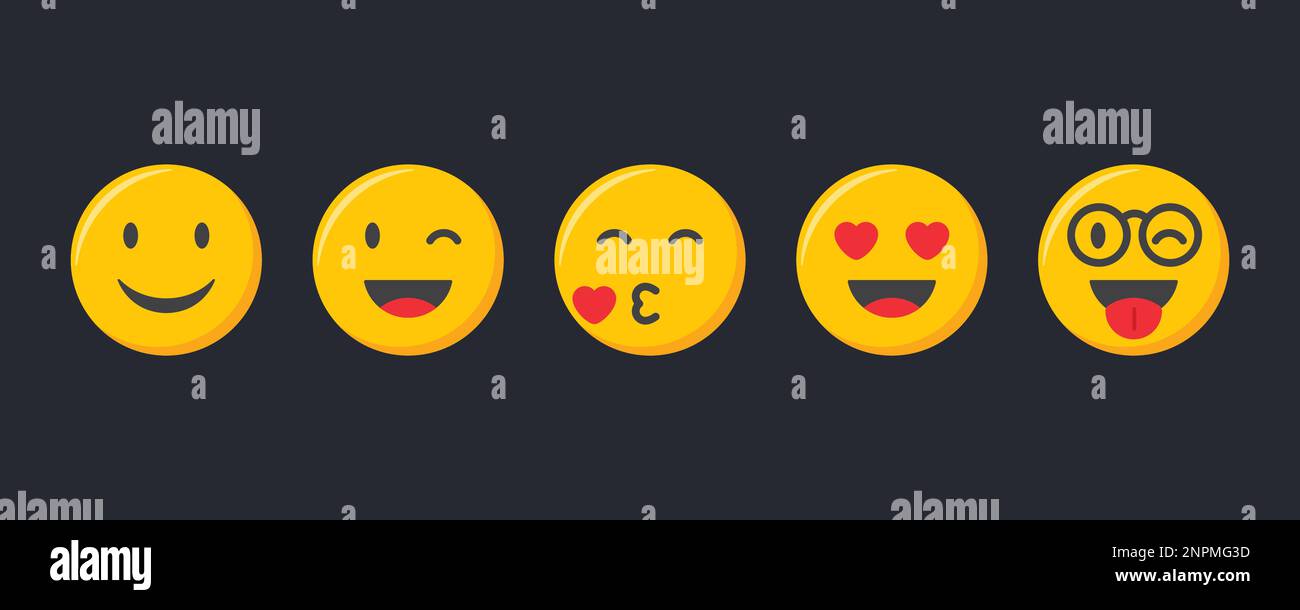 Emoji icons set. Emoticons collection vector illustration Stock Vector ...