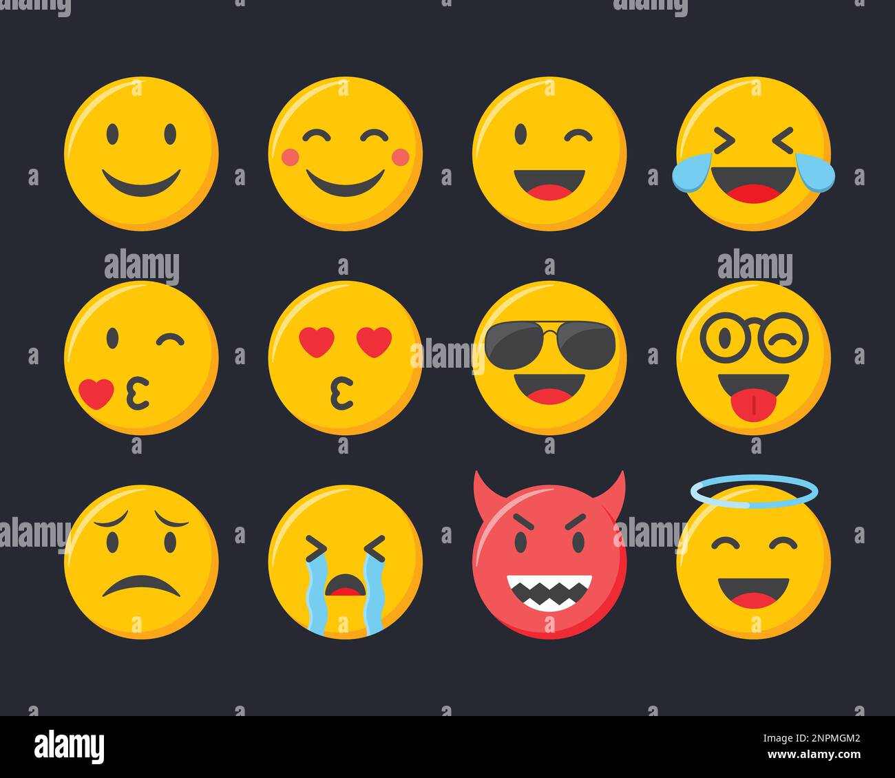 Emoji icons set. Emoticons collection vector illustration Stock Vector ...