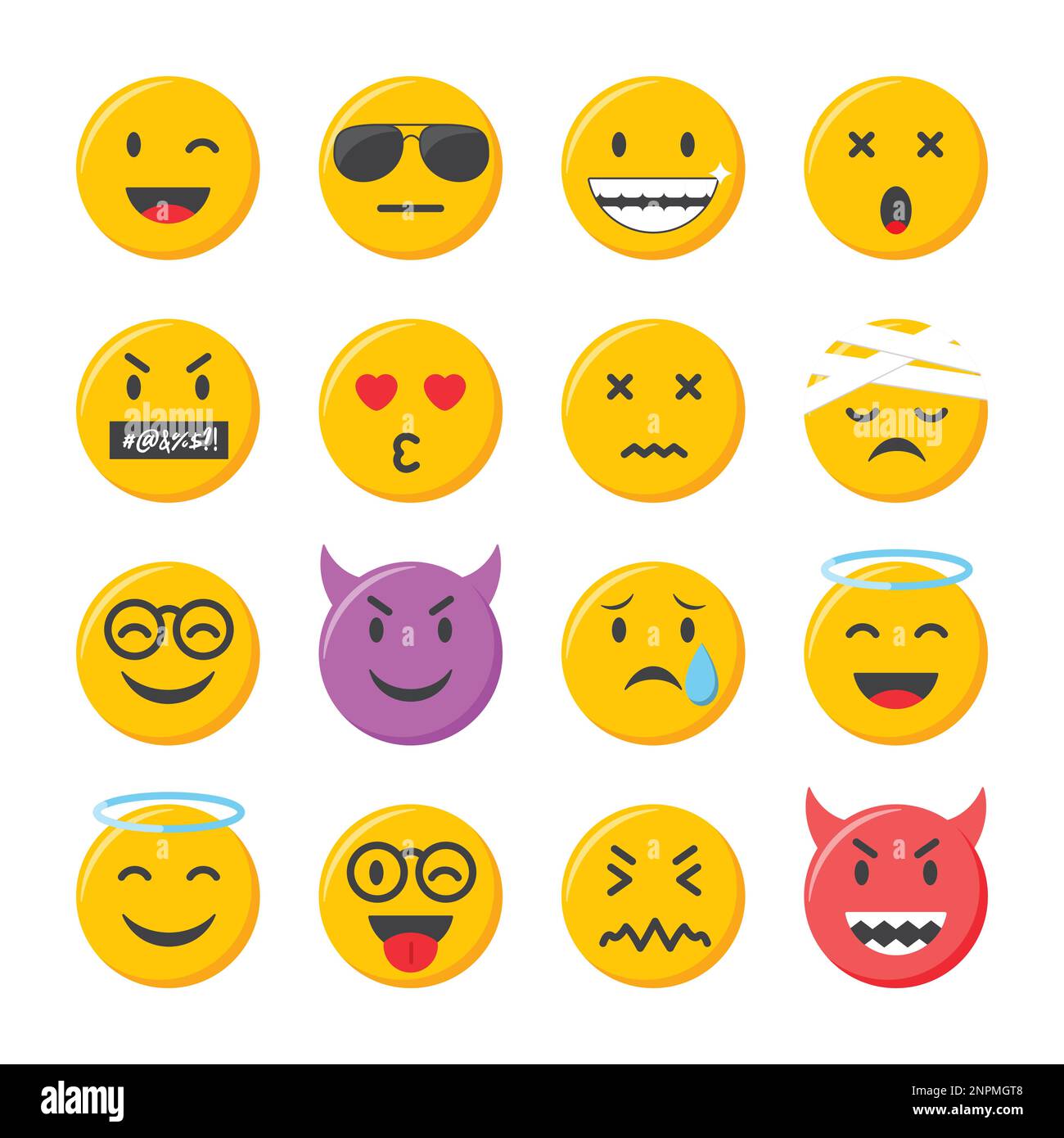 Emoji icons set. Emoticons collection vector illustration Stock Vector ...