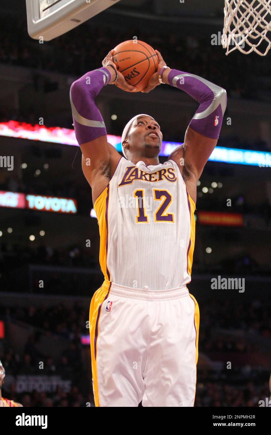 Los Angeles Lakers center Dwight Howard (12) makes a move with the ...