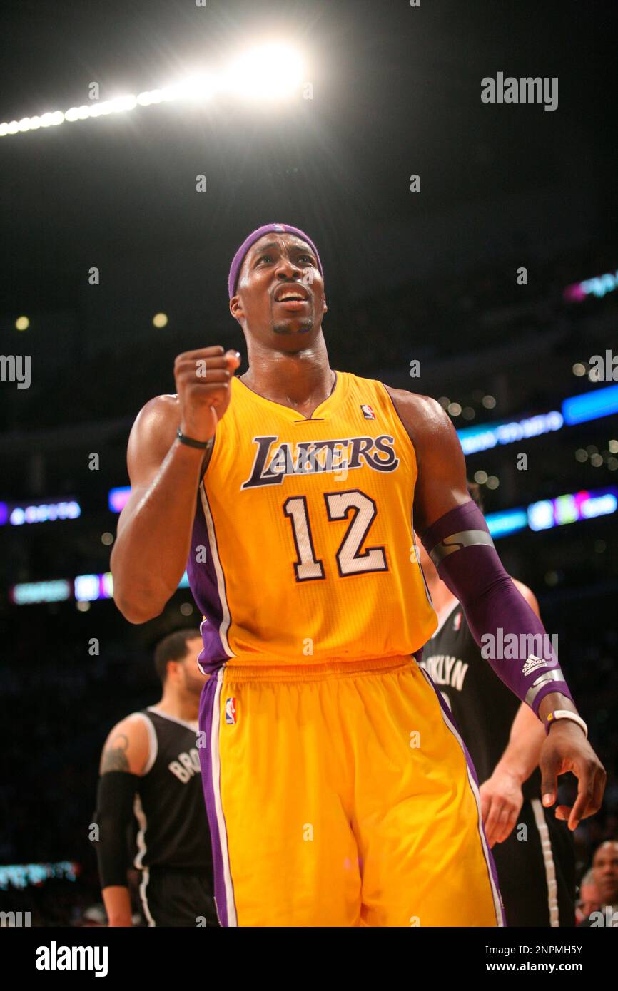 Los Angeles Lakers center Dwight Howard (12) makes a move with the ...
