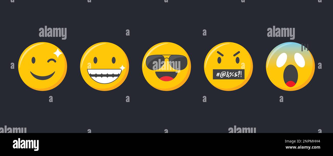 Emoji icons set. Emoticons collection vector illustration Stock Vector ...