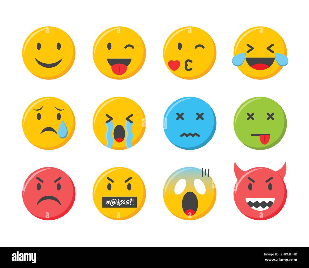 Emoji icons set. Emoticons collection vector illustration Stock Vector ...