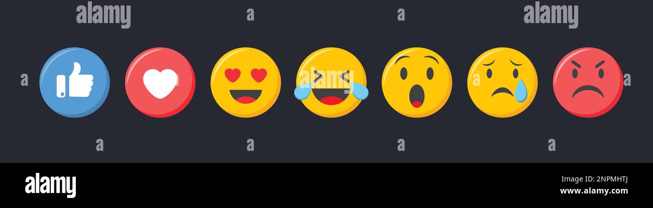 Emoji icons set. Social media emoticon reactions collection, vector ...