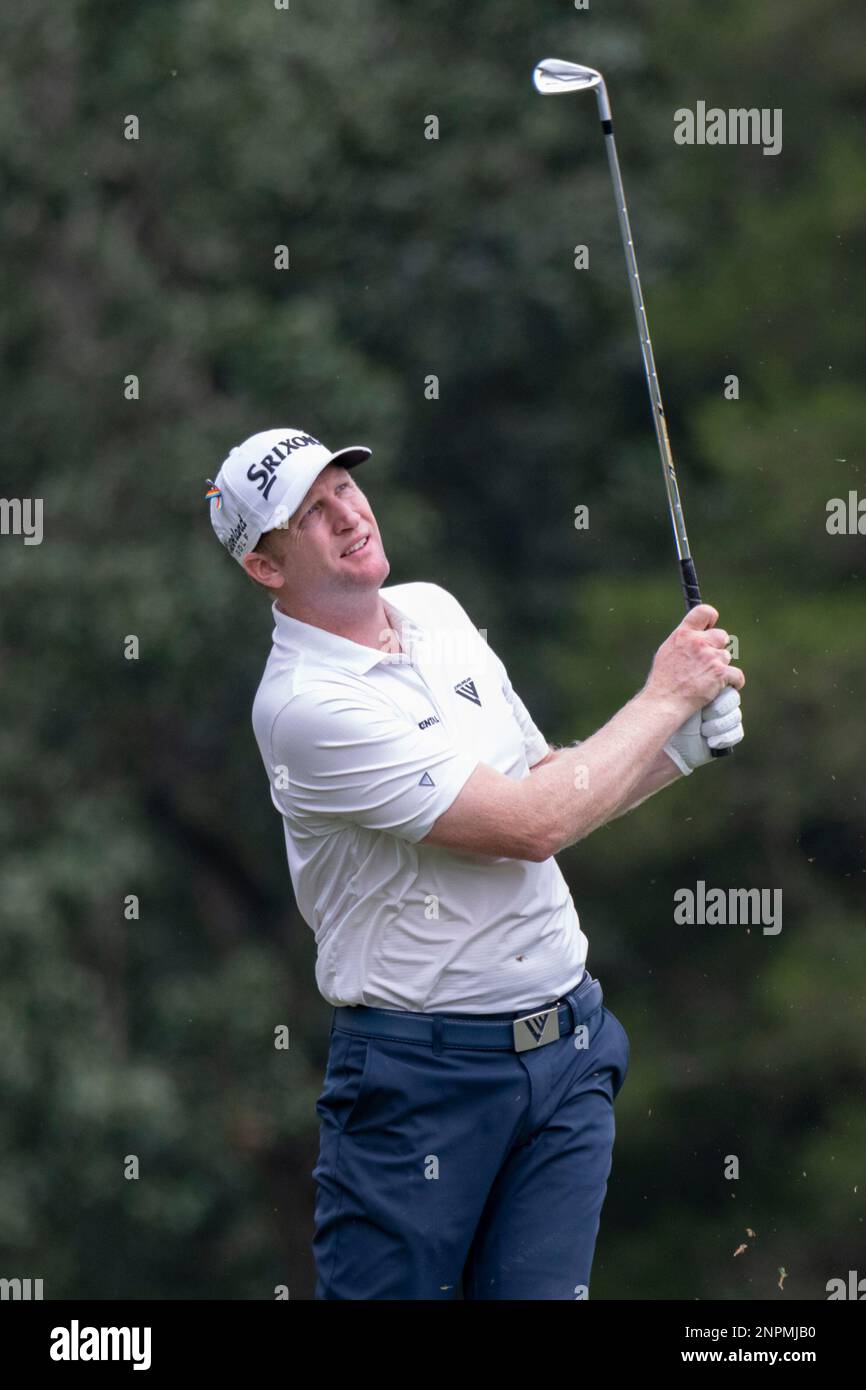GREENSBORO, NC - AUGUST 14: Ryan Brehm tees off on the 16th hole during ...