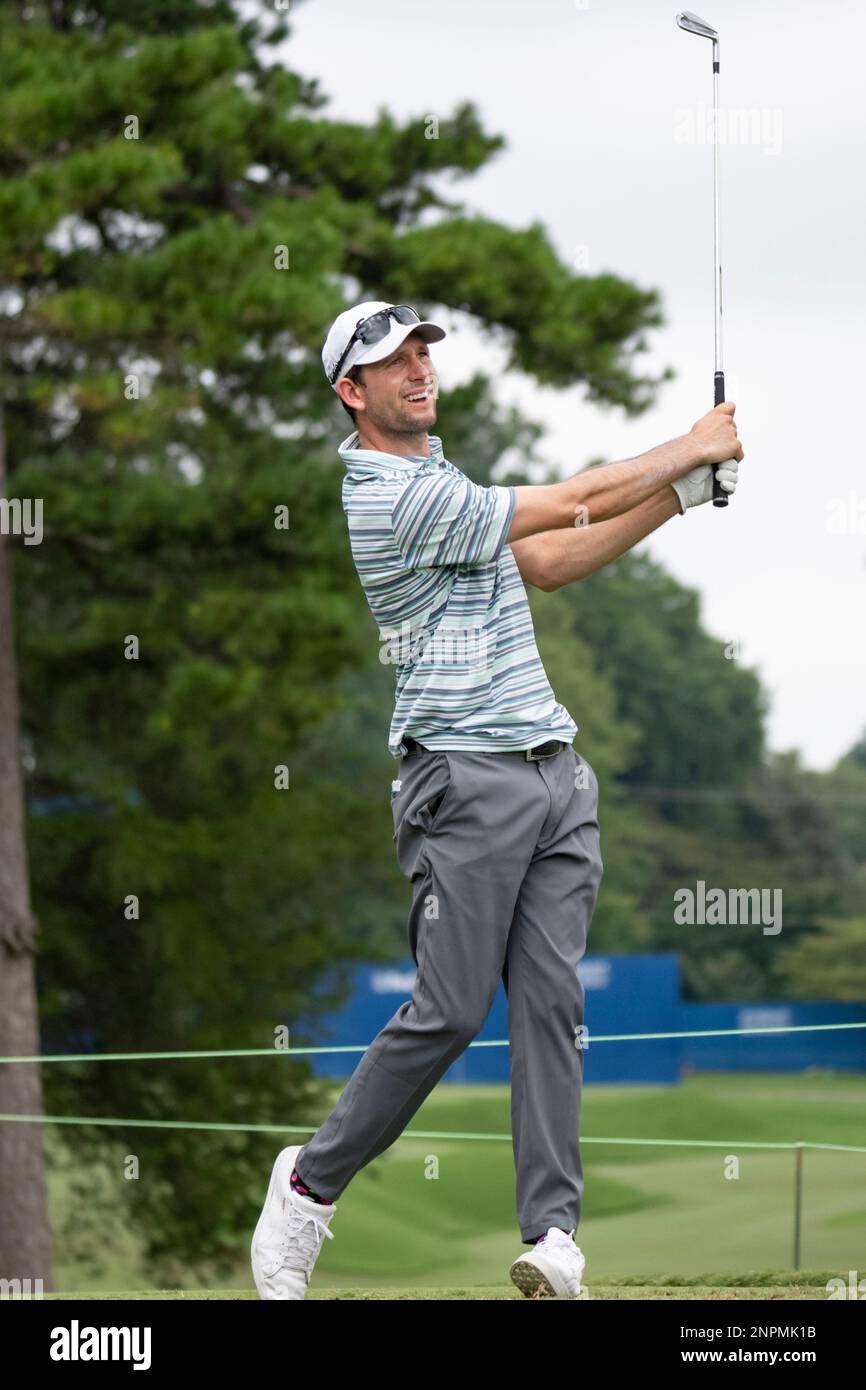 GREENSBORO, NC - AUGUST 13: Martin Trainer tees off on the 16th hole ...