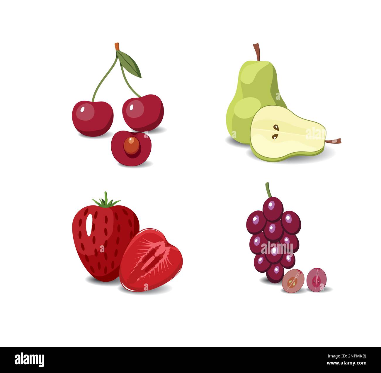 Fruit cartoon set. Vegan organic eco products collection. vector ...