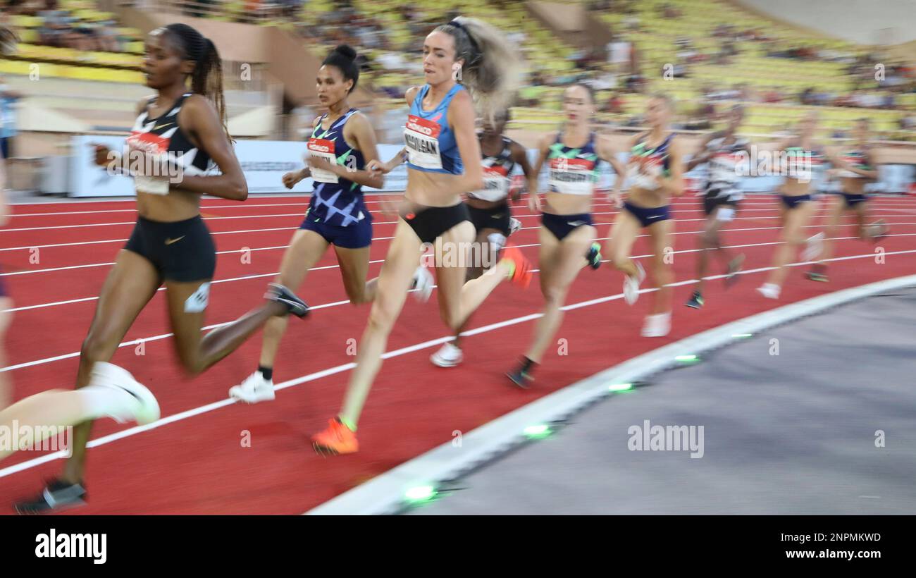 Britain's Eilish McColgan, third right competes in the women's 5000 ...