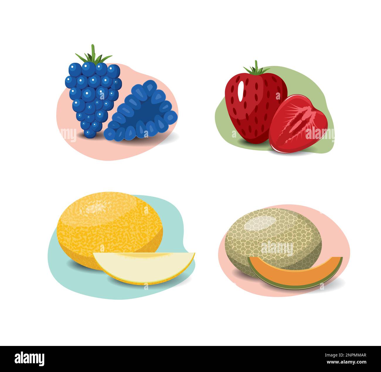 Fruit cartoon set. Vegan organic eco products collection. vector ...