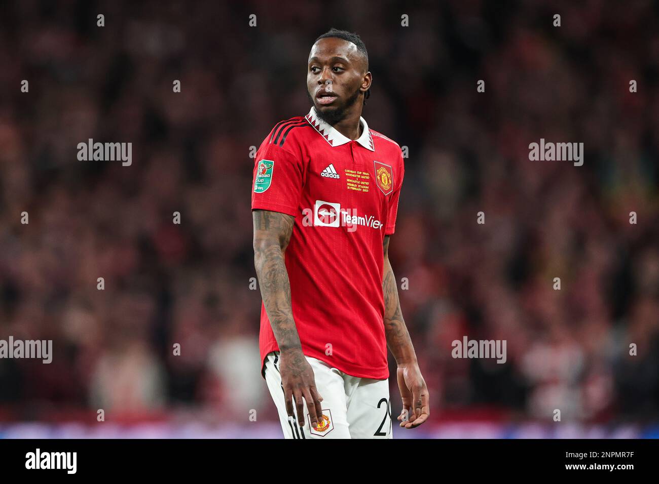 Aaron Wan-Bissaka #29 of Manchester United during the Carabao Cup Final ...