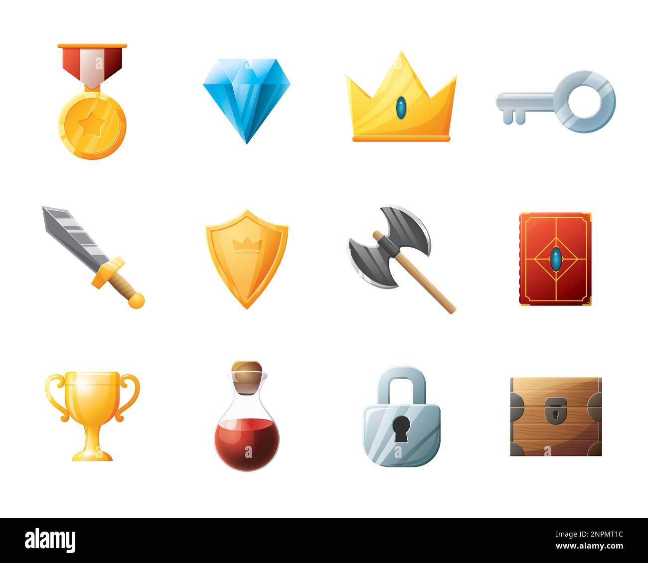 Game UI assets set. Gaming user interface icons collection. vector ...