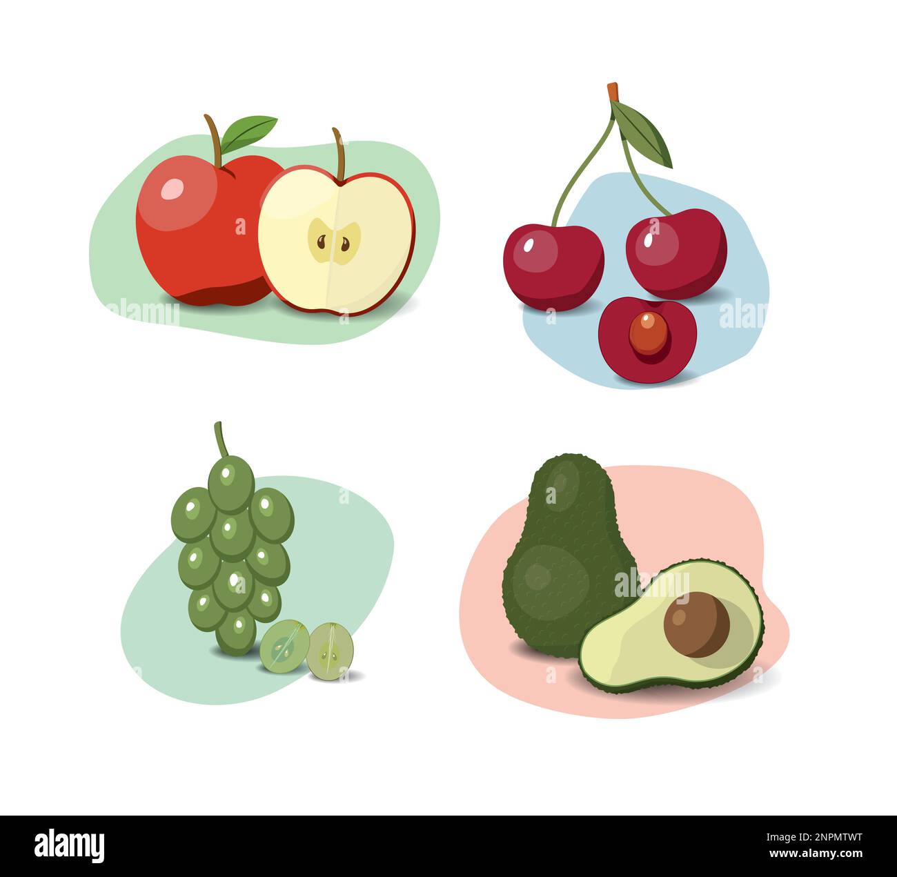 Fruit cartoon set. Vegan organic eco products collection. vector ...