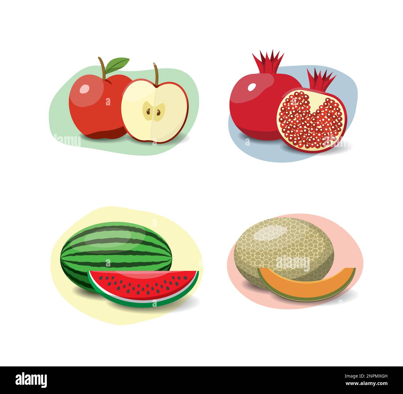Fruit cartoon set. Vegan organic eco products collection. vector ...
