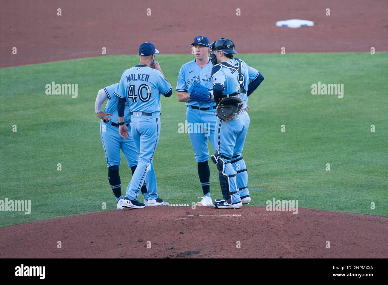 BUFFALO, NY - AUGUST 12: Toronto Blue Jays Pitching Coach Pete Walker ...