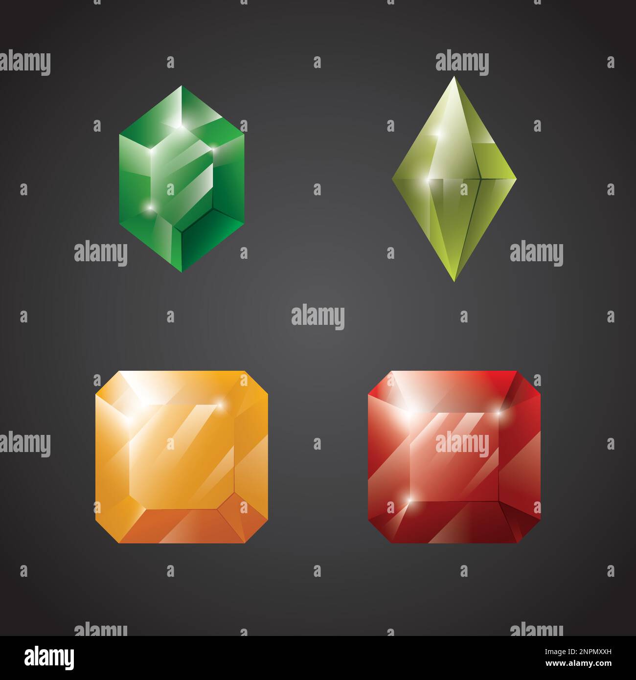 Gems and jewels set. Precious stones and diamonds collection, Game loot ...