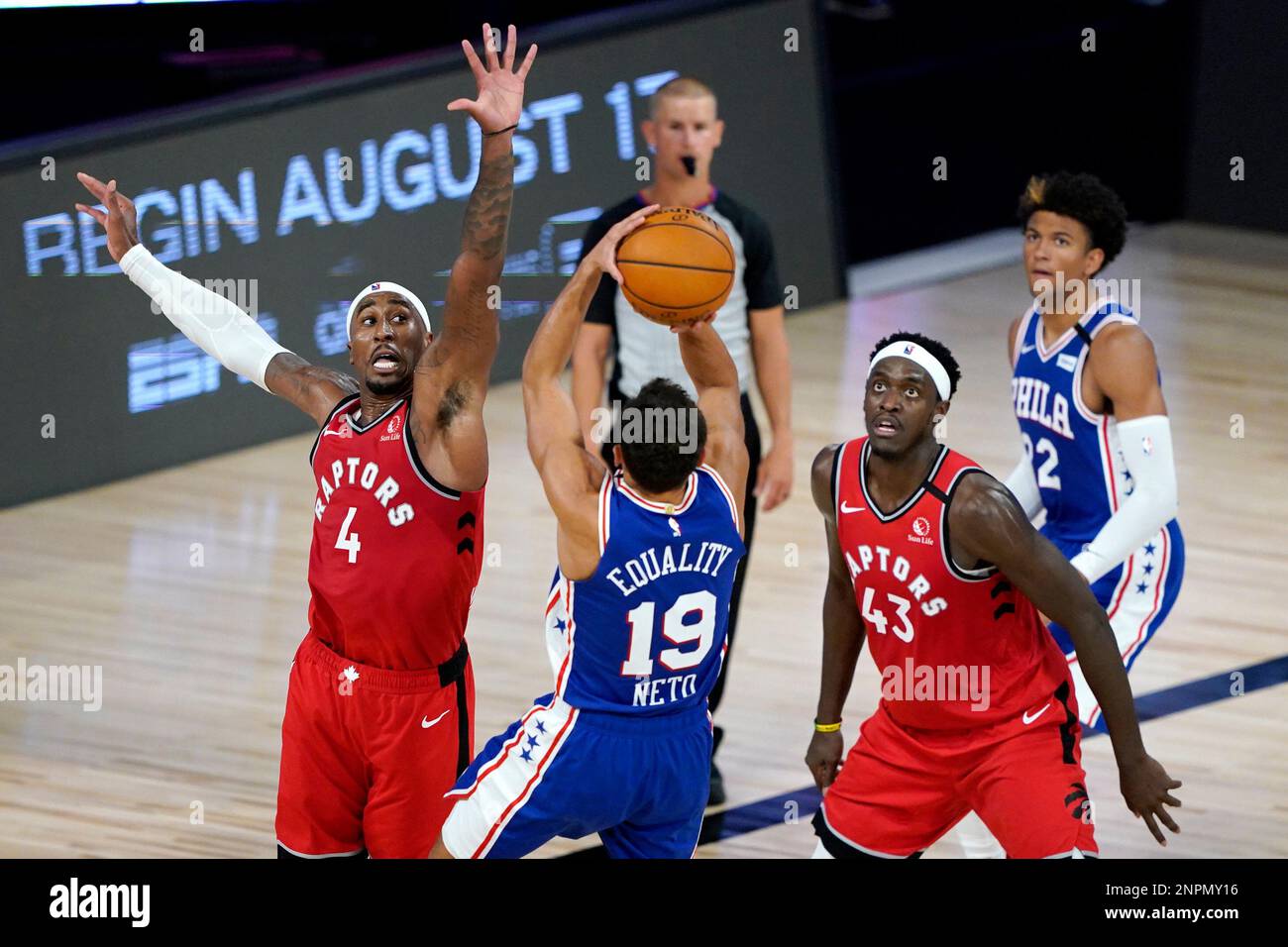 Philadelphia 76ers' Raul Neto (19) shoots a basket against Toronto ...