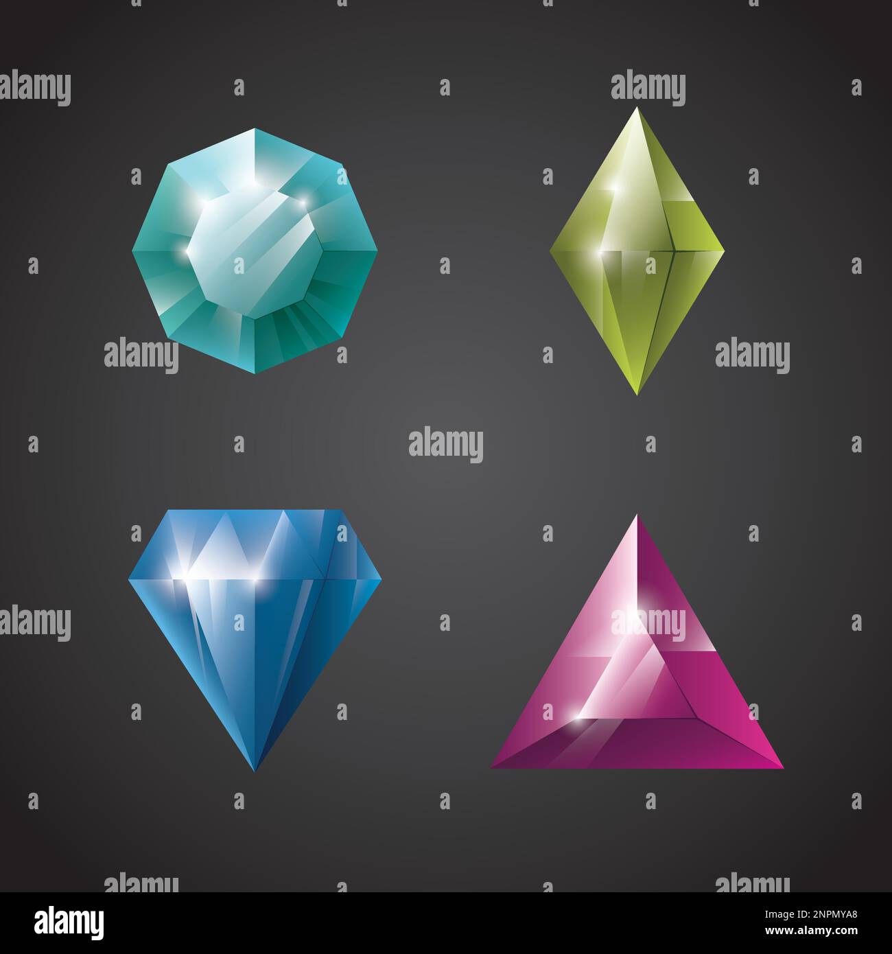 Gems and jewels set. Precious stones and diamonds collection, Game loot ...