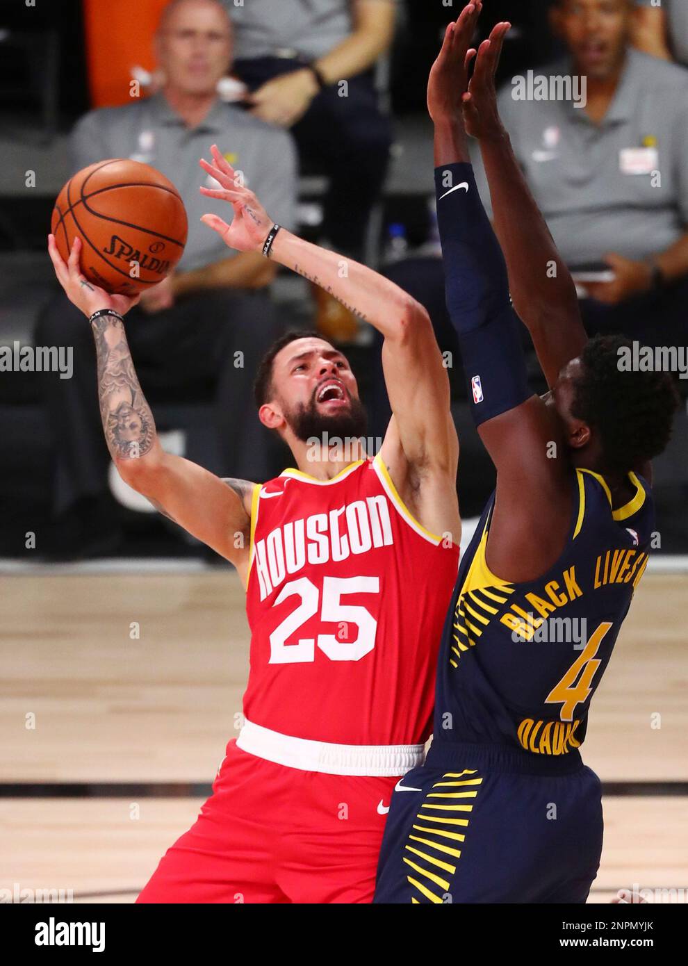 Houston Rockets guard Austin Rivers (25) shoots against Indiana Pacers ... Houston Rockets guard Austin Rivers (25) shoots against Indiana Pacers ...