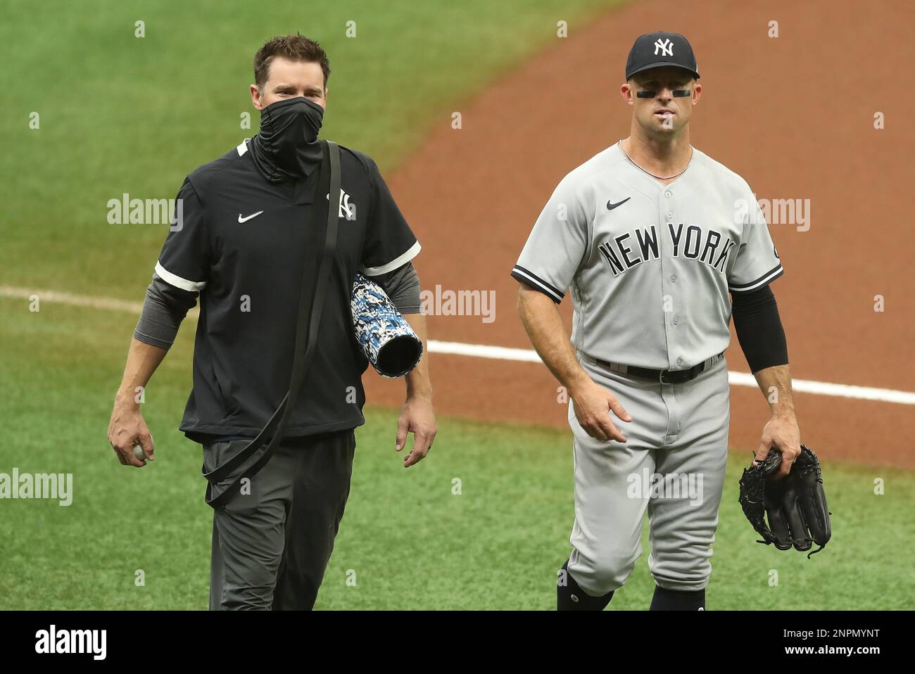 ST. PETERSBURG, FL - AUGUST 09: Yankees strength coach Brett McCabe and ...