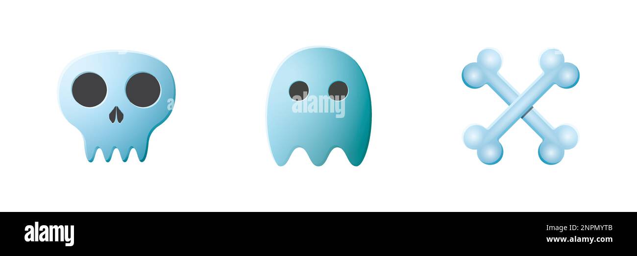 Game UI assets set. Gaming user interface death icons collection ...