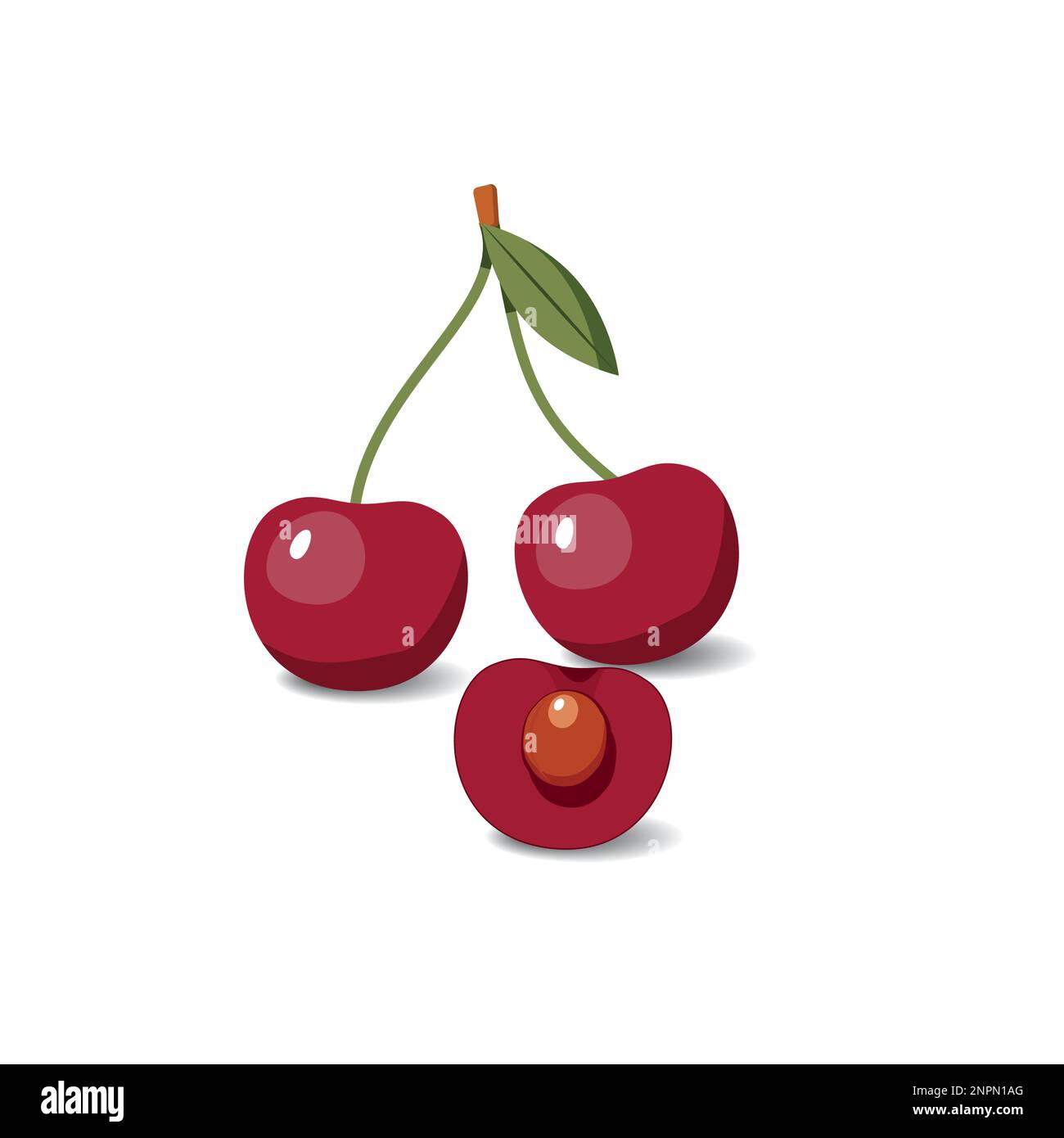 Cherry cartoon fruit. Vegan organic eco product. vector illustration ...