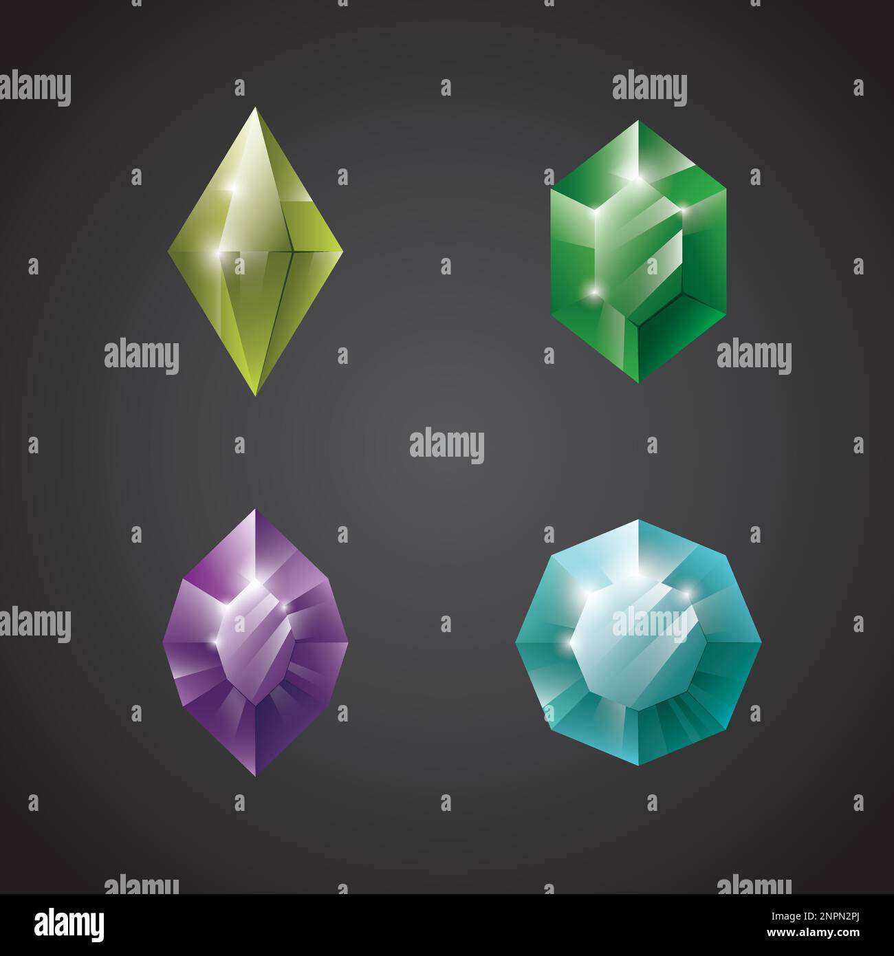 Gems and jewels set. Precious stones and diamonds collection, Game loot ...