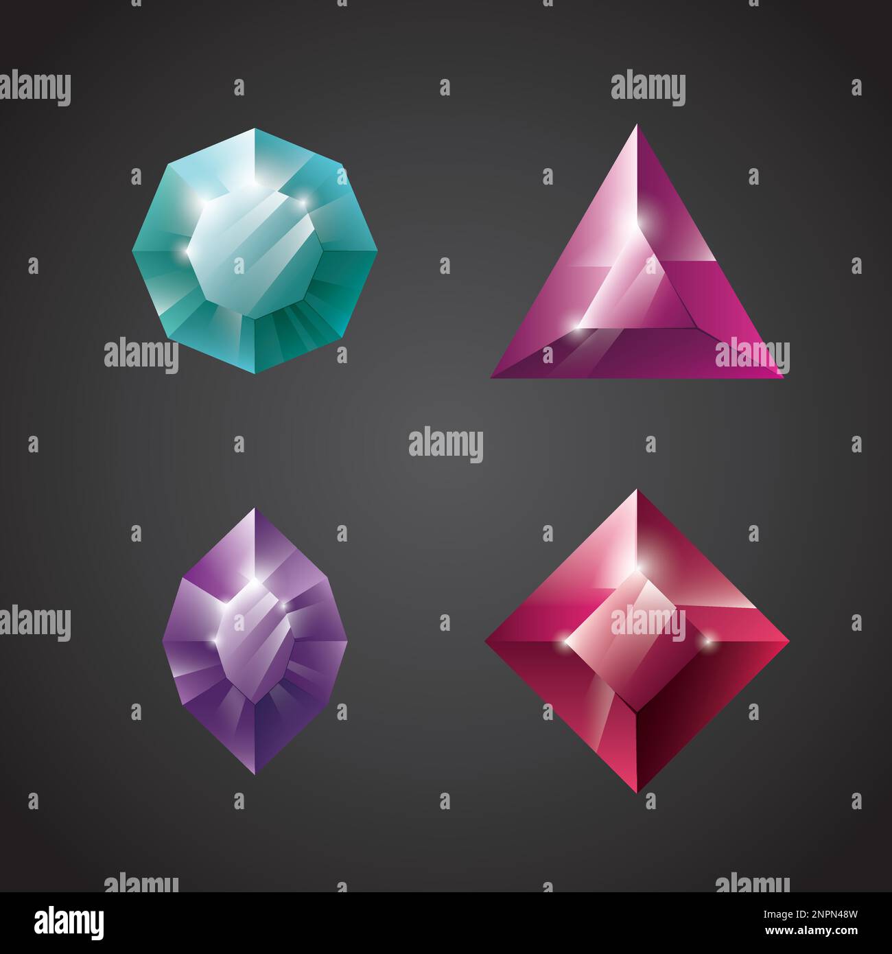 Gems and jewels set. Precious stones and diamonds collection, Game loot ...