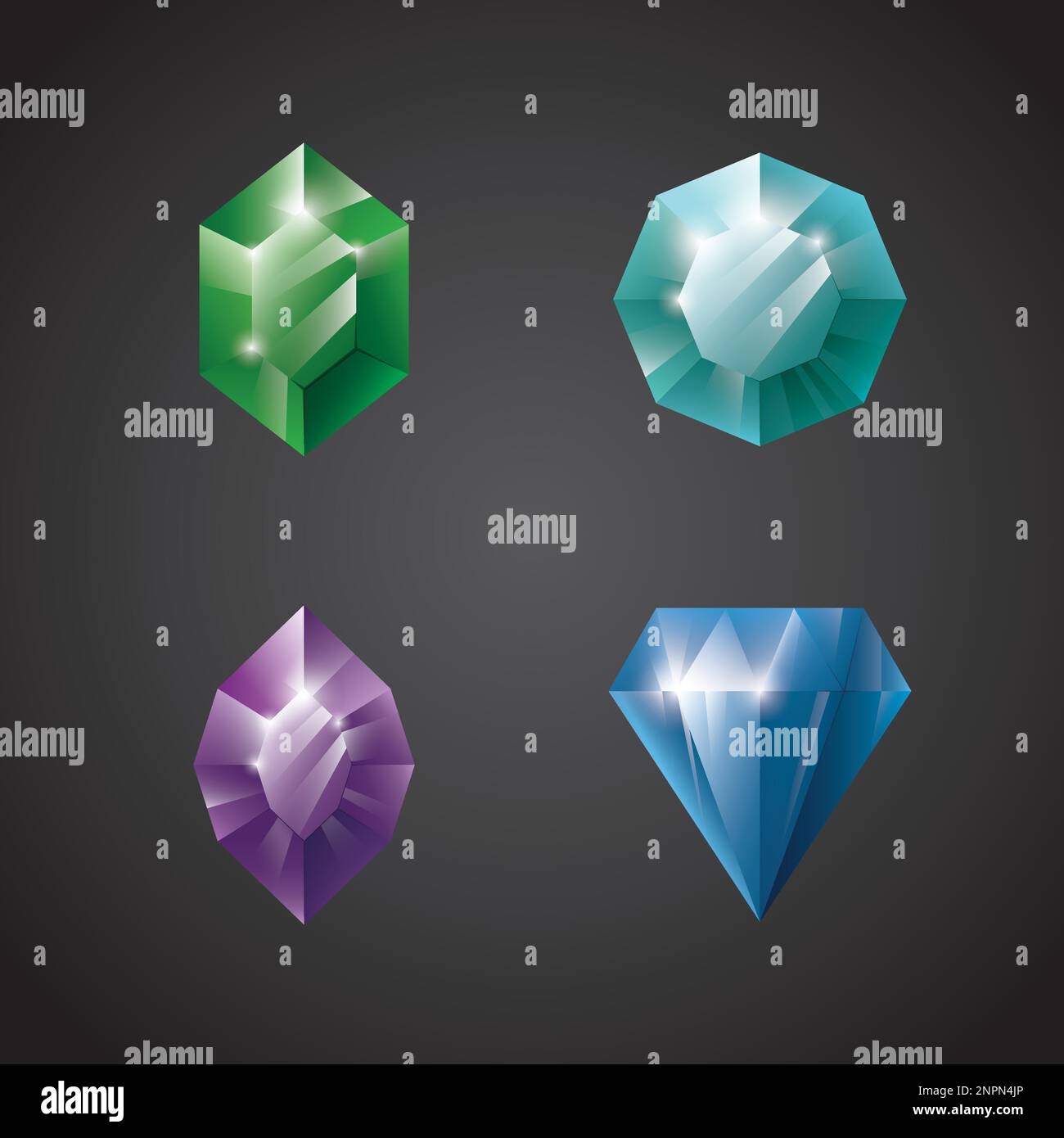 Gems and jewels set. Precious stones and diamonds collection, Game loot ...