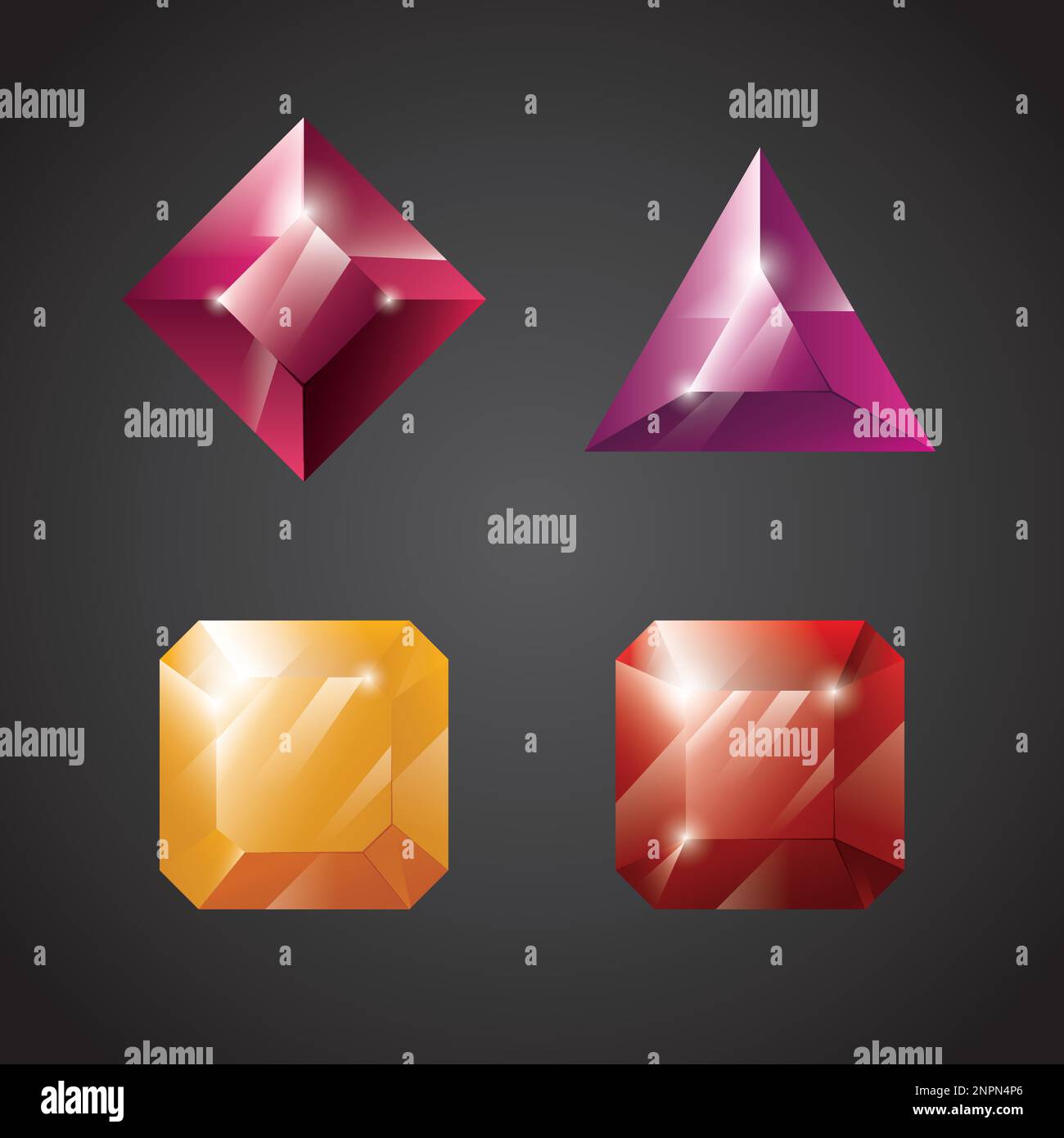 Gems and jewels set. Precious stones and diamonds collection, Game loot ...