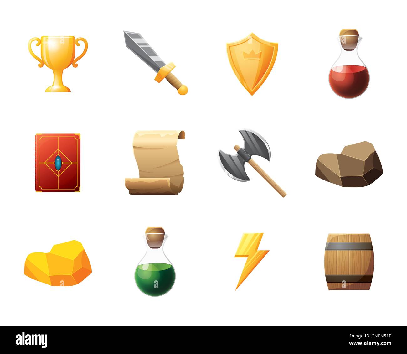 Game UI assets set. Gaming user interface icons collection. vector illustration Stock Vector ...