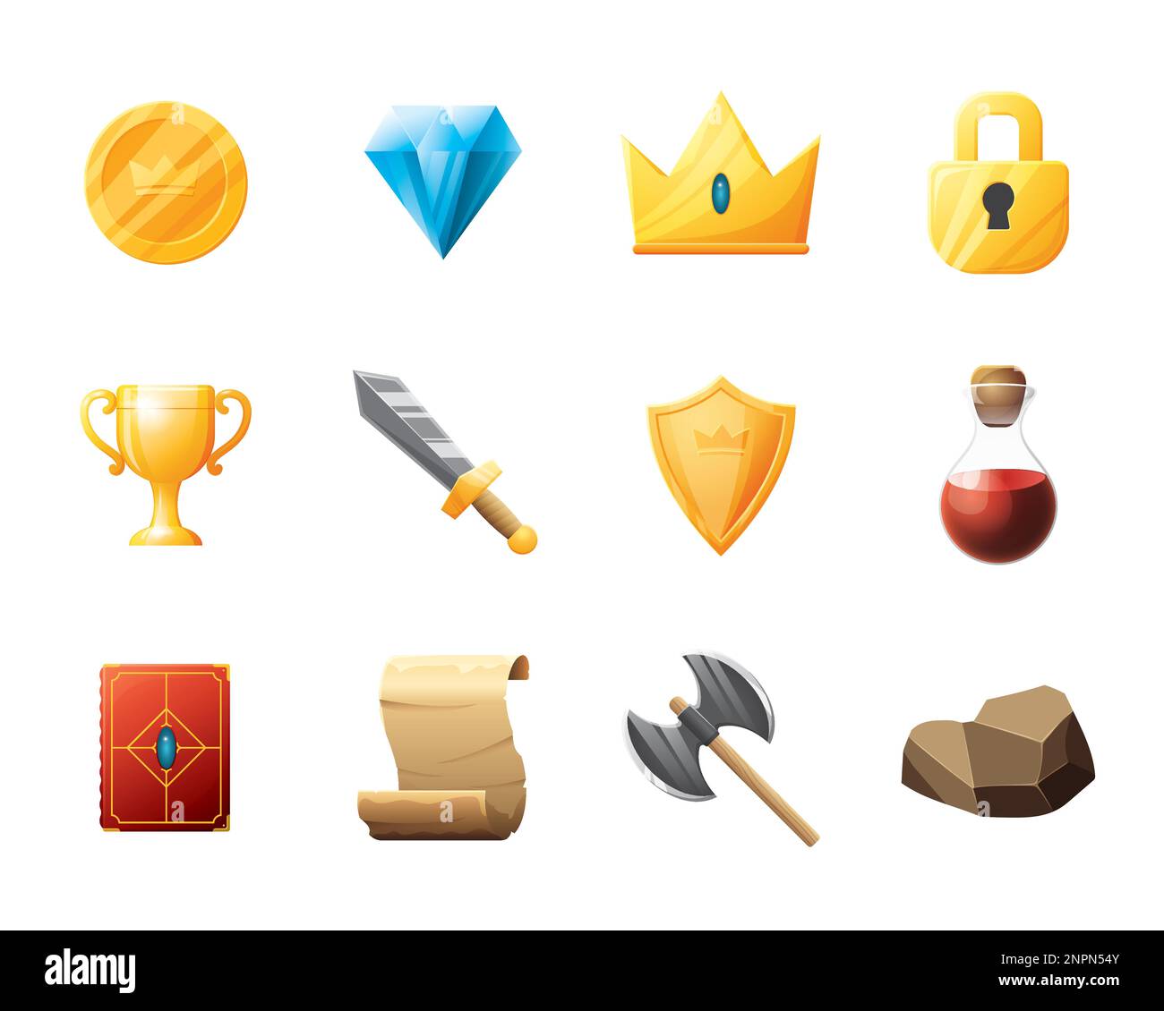 Game UI assets set. Gaming user interface icons collection. vector illustration Stock Vector ...