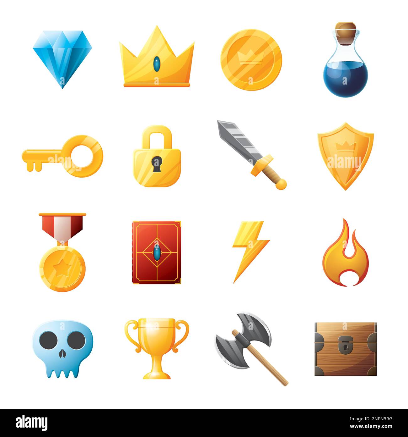 Game UI assets set. Gaming user interface icons collection. vector illustration Stock Vector ...
