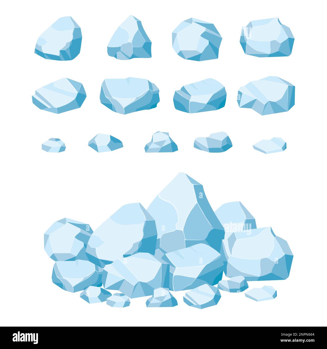 Rock and stones set. Different shape ice boulder collection. vector ...
