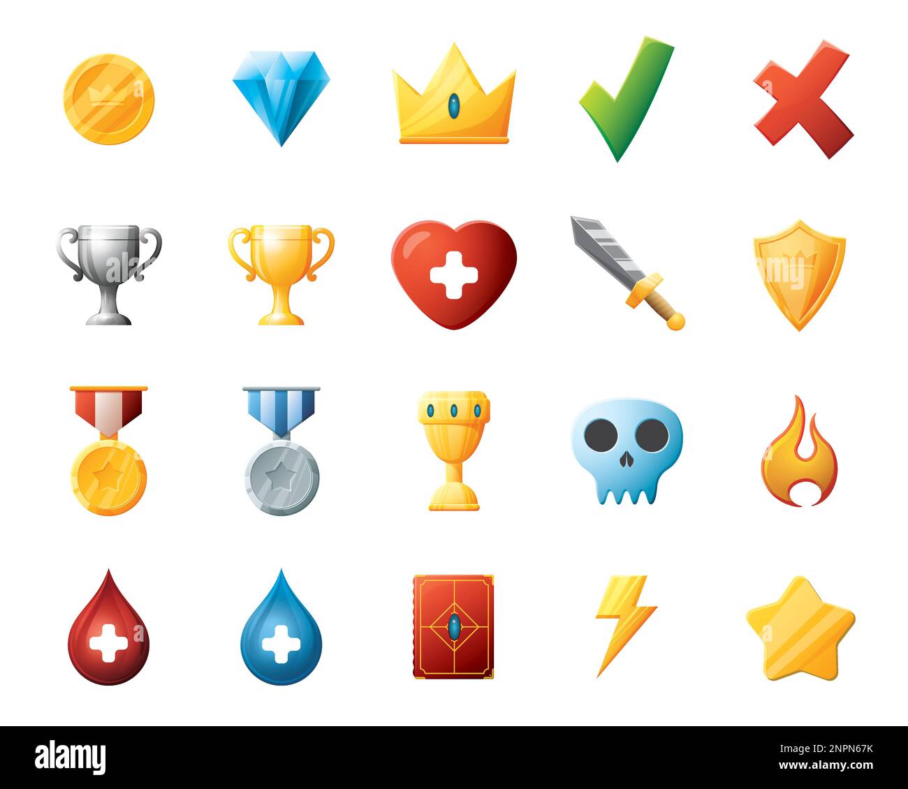 Game Ui Assets Set Gaming User Interface Icons Collection Vector Illustration Stock Vector