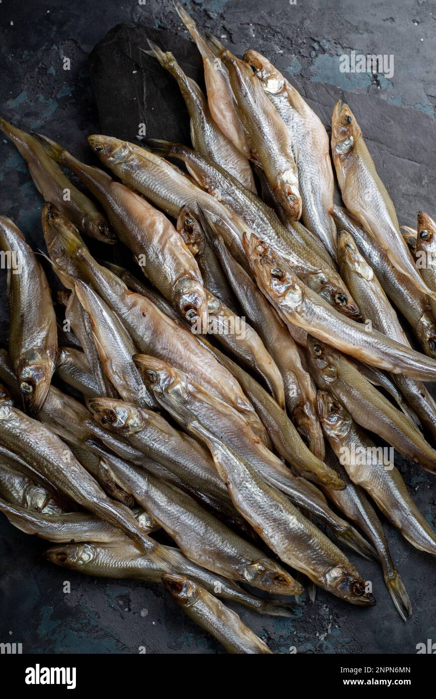 Salted dried goby fish. Fish appetizer for beer. Stockfish Stock Photo ...