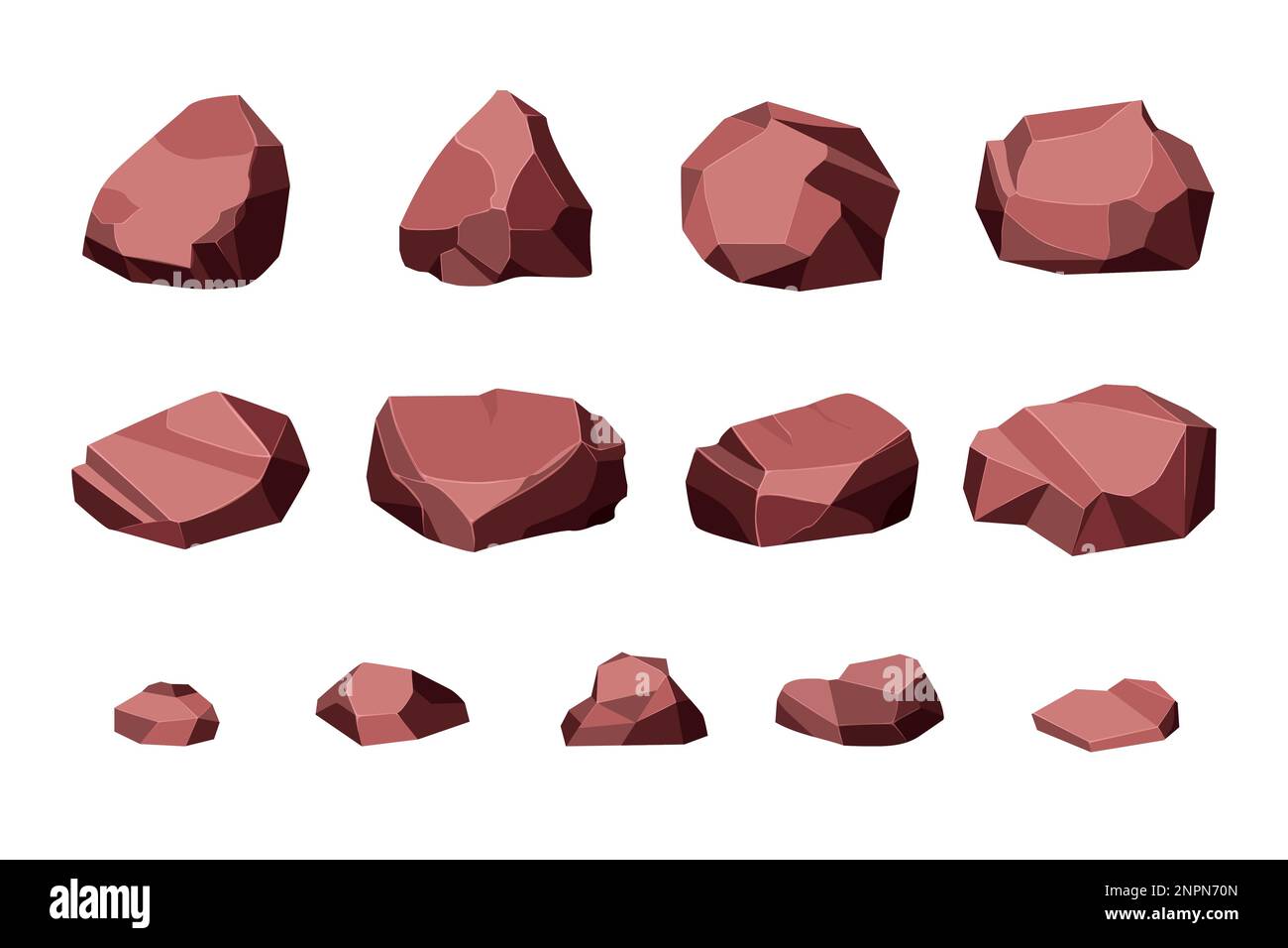 Rock and stones set. Different shape ore boulder collection. vector ...