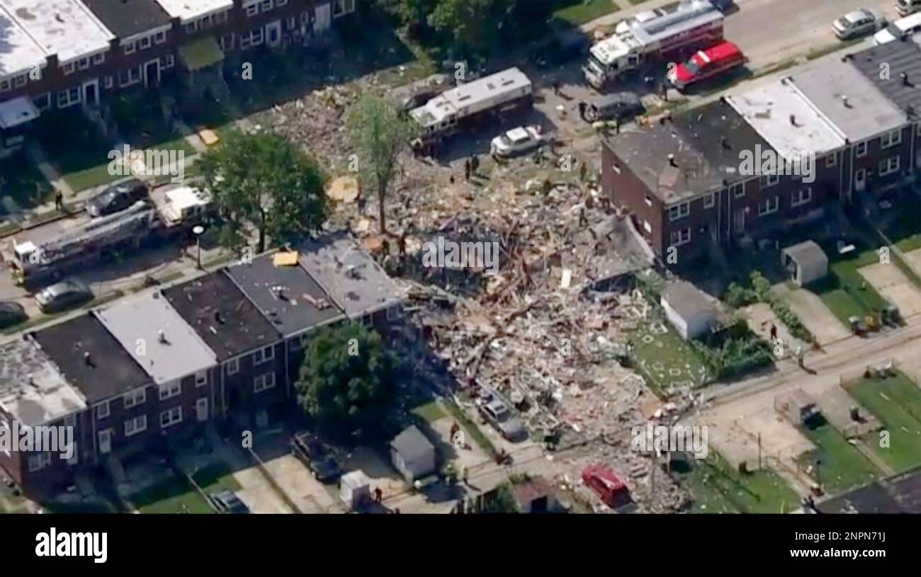 This photo provided by WJLA-TV shows the scene of an explosion in ...