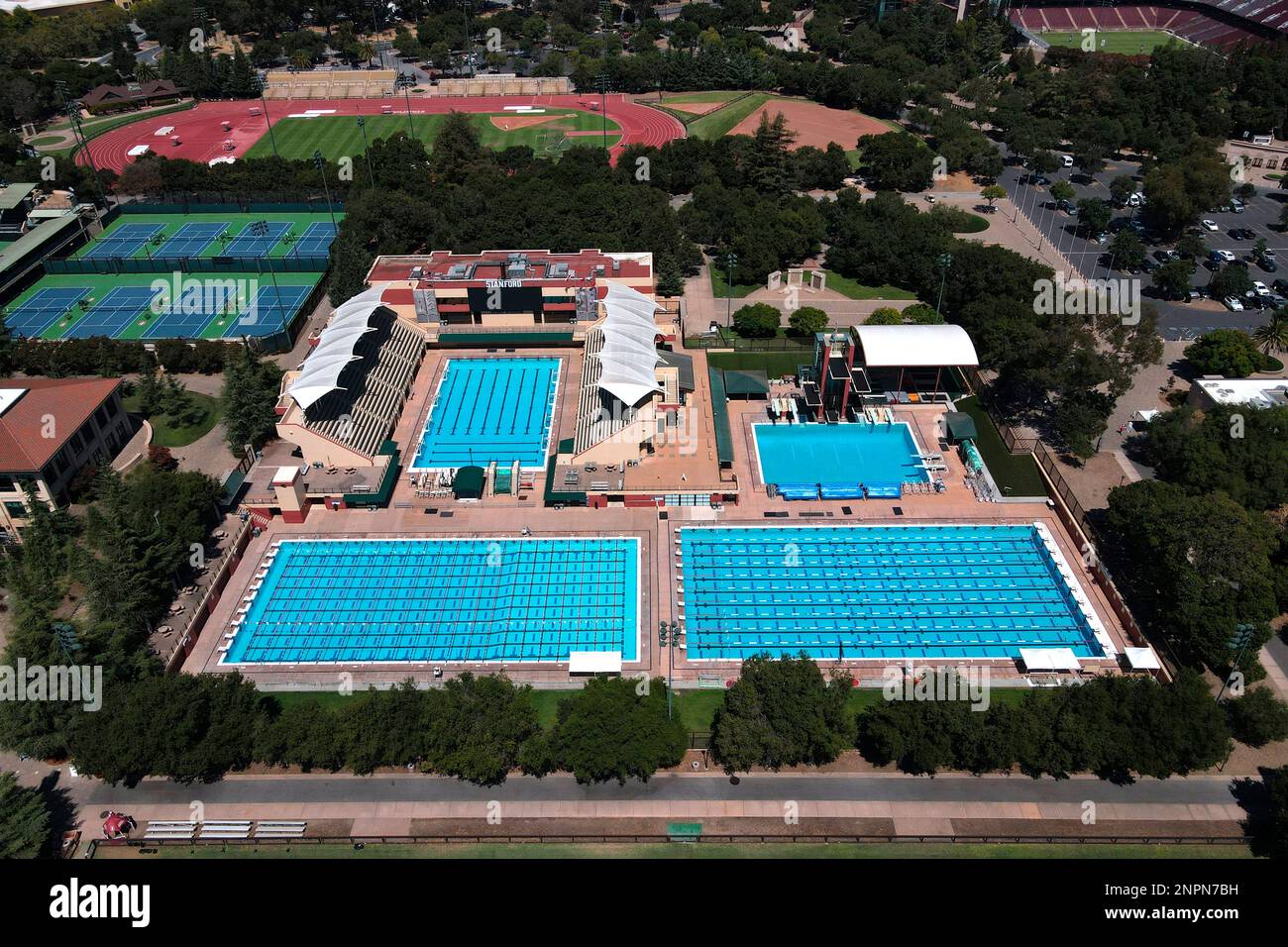 A general view of the Avery Aquatic Center on the campus of Stanford ...