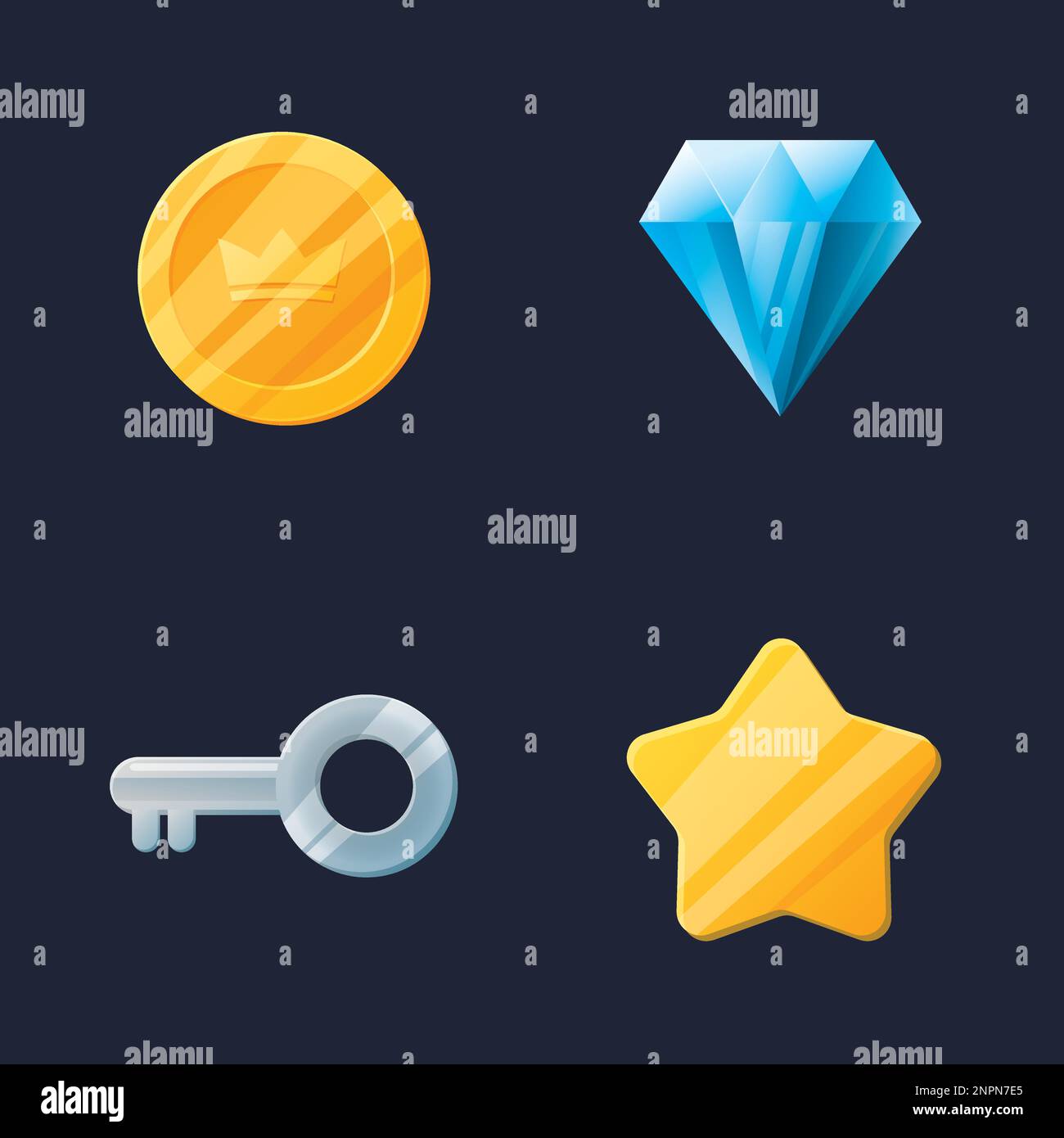 Game Ui Assets Set Gaming User Interface Icons Collection Vector Illustration Stock Vector